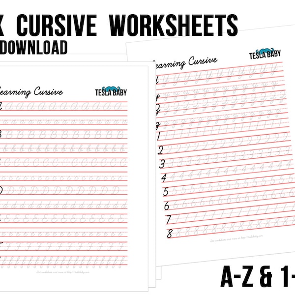 Cursive Practice Sheets - Etsy