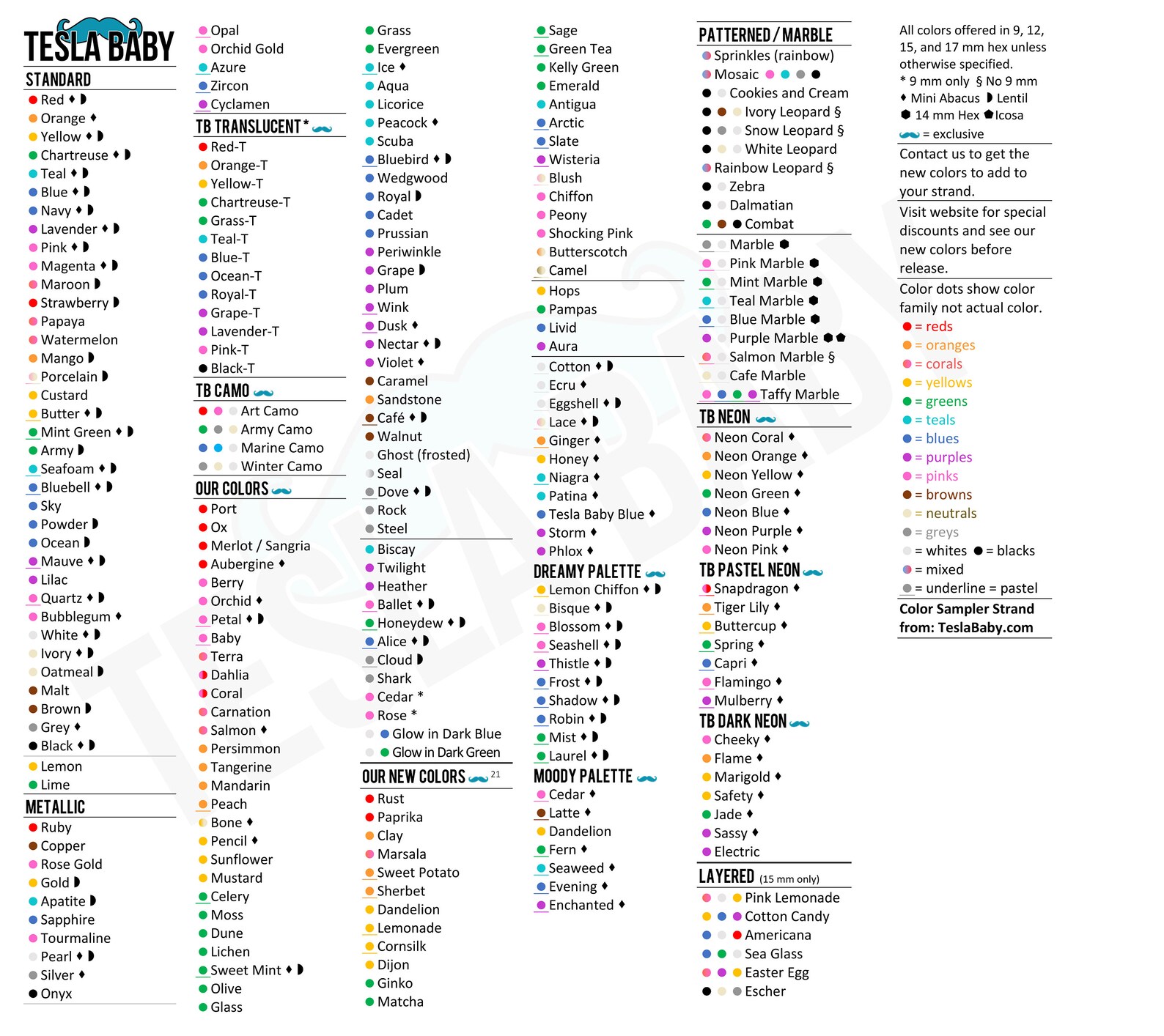 Silicone Bead Color Swatch Sampler in All of Our Colors - Sample Cord ...