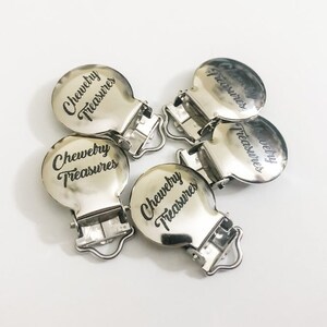 Metal Squoval (square Oval) Pacifier Clip With Round Silicone Insert ...