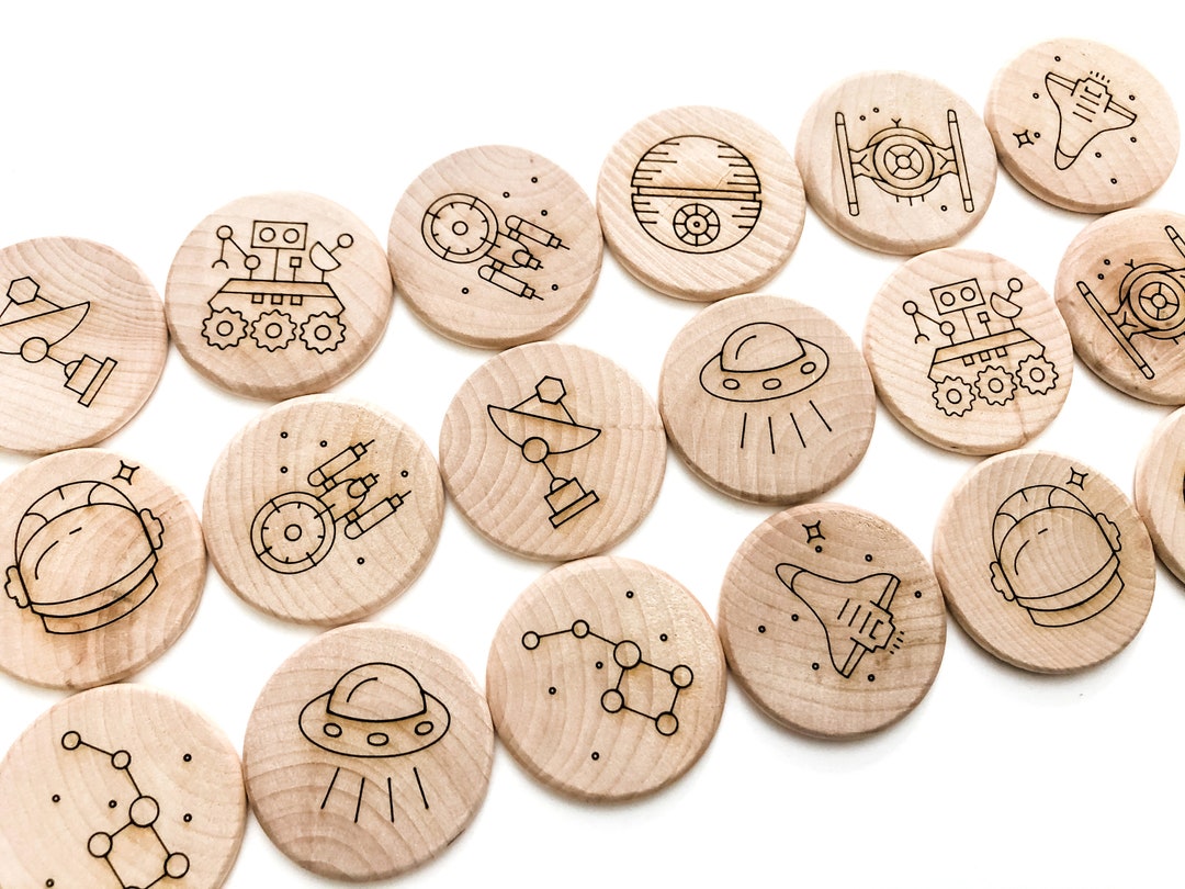 Space Theme Memory Game Tiles 18 Memory Game Wood Tiles Wood Tile Game ...