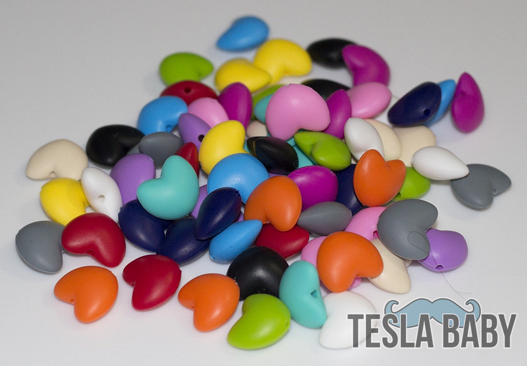 5-50 Heart Silicone Beads - Seamless Silicone Beads in 14 Colors - Bulk ...
