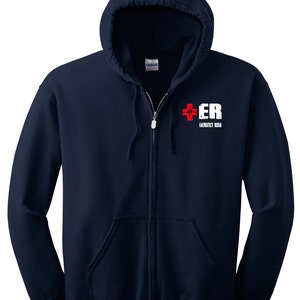 ER Hoodie | Emergency Department Men's Full Zip Hoodie Jacket Navy ...