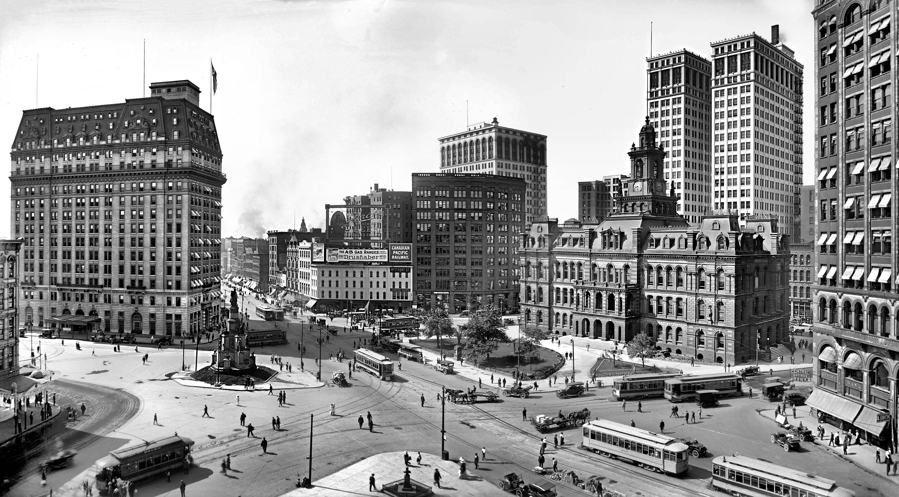 1910 - Detroit Campus Martius in Panoramic - Etsy