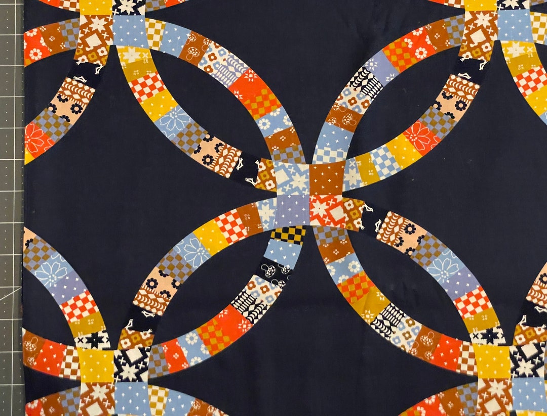 Honey Double Wedding Ring Cheater Panel in Navy by Alexia Marcelle ...