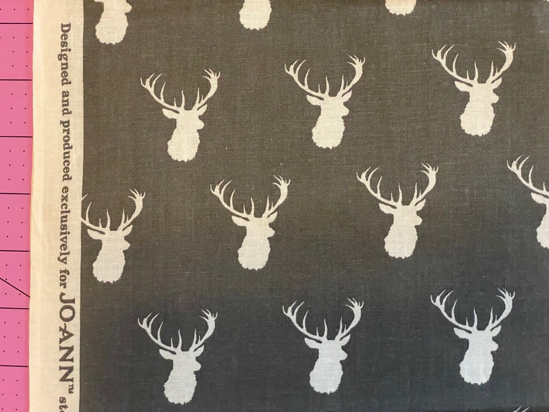 Buck Stag Silhouette on Grey Joann Fabrics by the Half Yard - Etsy