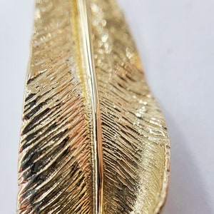 Estate 14k Gold Folded Feather Pendant - Etsy