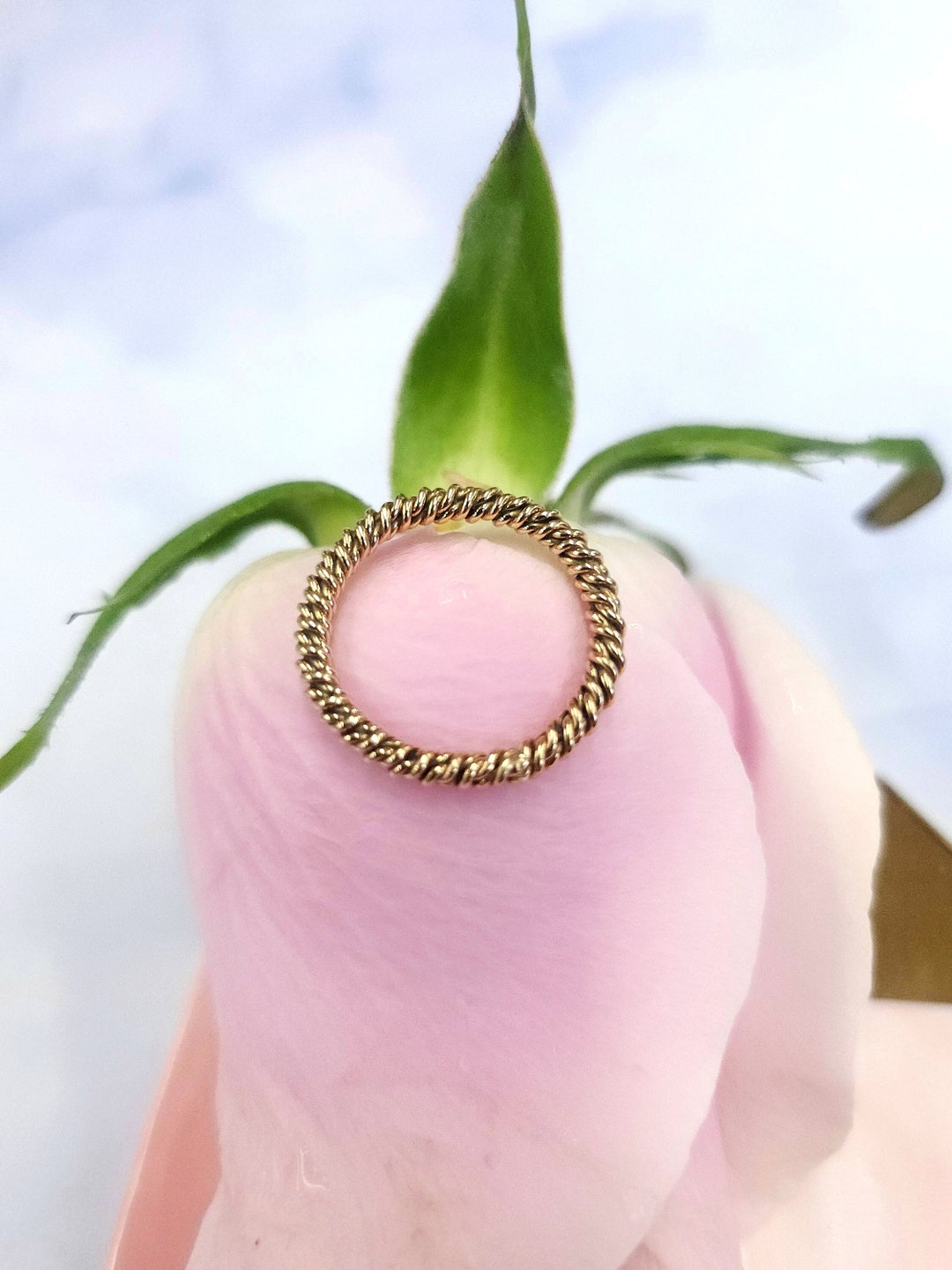 Vintage 18K Woven Yellow Gold Rope Ring Band - Etsy