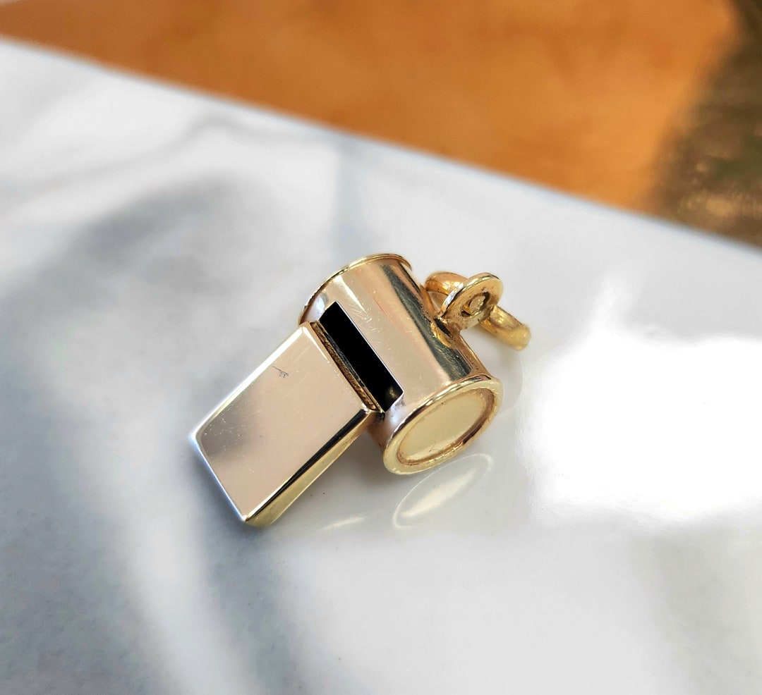 Adorable 14K Gold Vintage Whistle Pendant Charm - Etsy