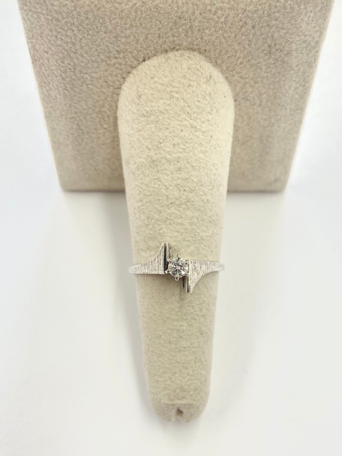 Vintage 14K WG Six Prong Diamond Ring | Etsy