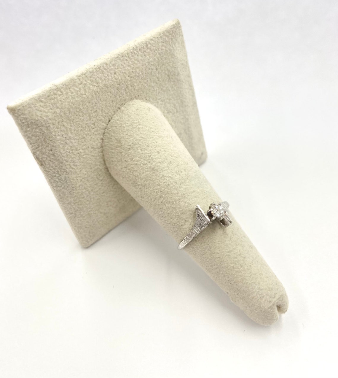 Vintage 14K WG Six Prong Diamond Ring | Etsy