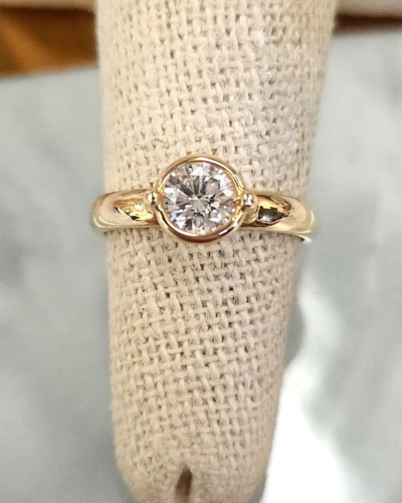 14K Yellow Gold Bezel Set Floating Diamond Solitaire … - Gem