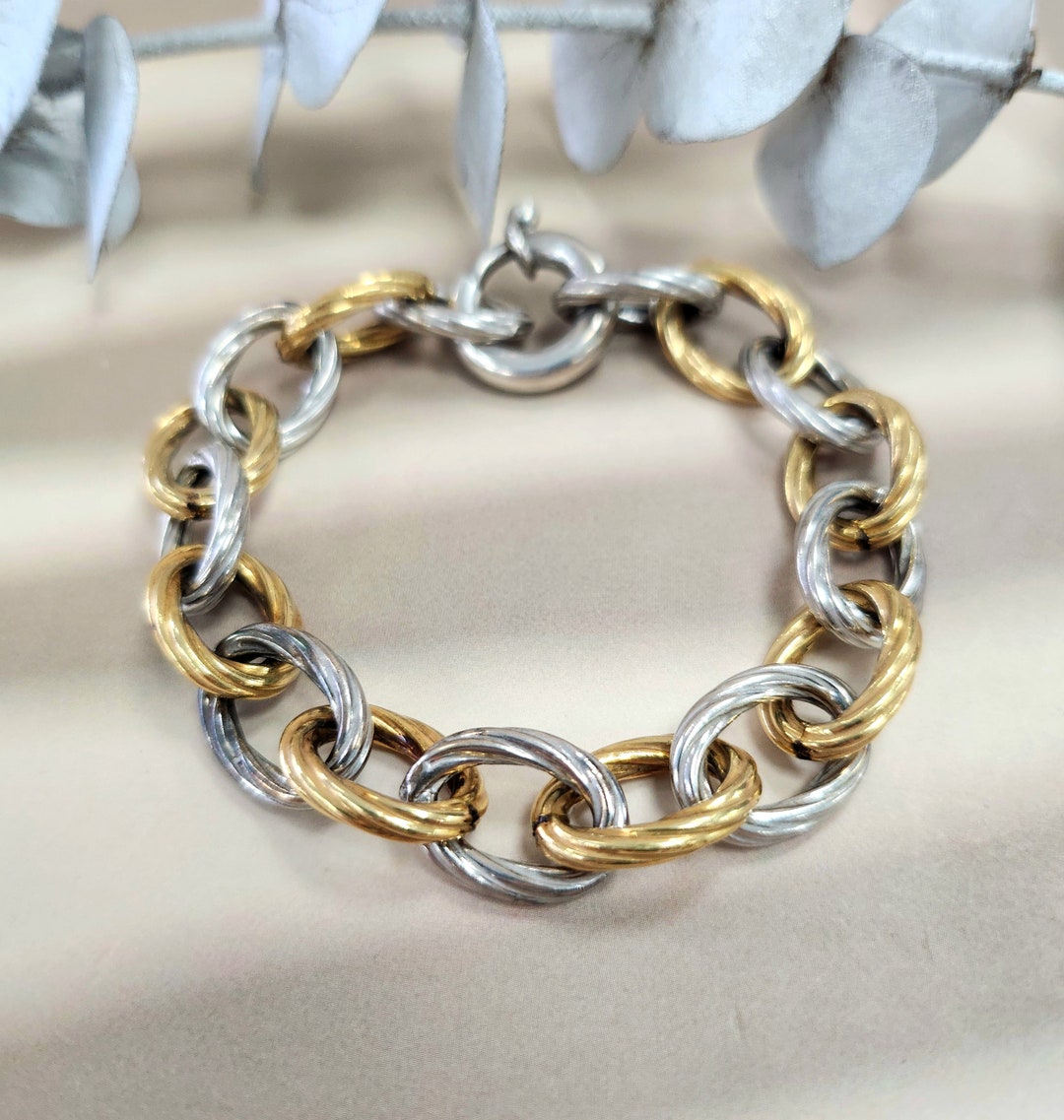 18K Karat Gold - Silver Phillip Gavriel Oval Cable Chain Bracelet - Etsy