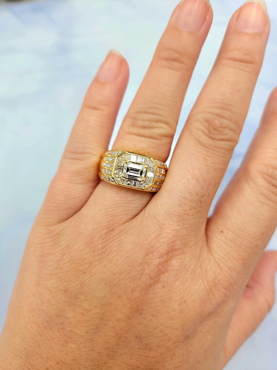 18K Italian 0.83ct GIA Emerald Cut Diamond and Baguet… - Gem