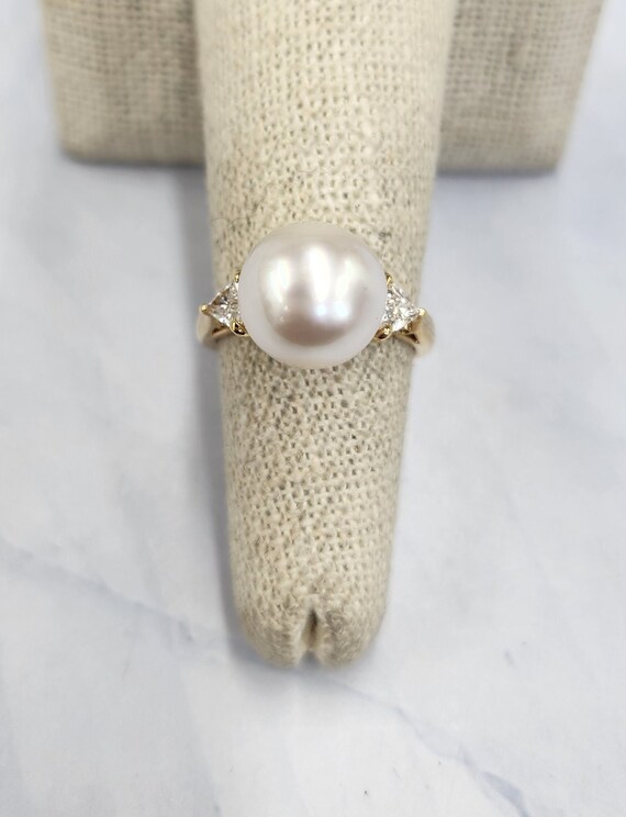Pearl Ring Mikimoto Vintage Engagement Ring 8.5mm Ako… - Gem