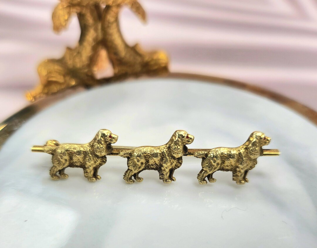 Vintage 14K Gold Cocker Spaniel Brooch Dog Lover Jewelry - Etsy