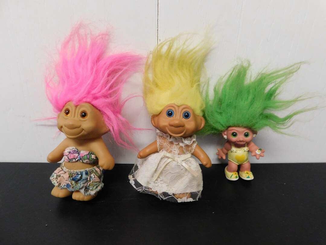 Vintage Trolls Figures PVC Bodies & Crazy Hair Lot of 3 - Etsy