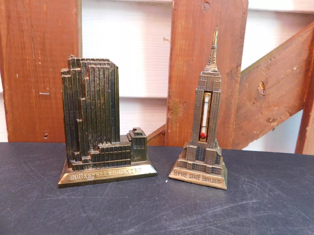 ROCKEFELLER Center & Empire State Monument Metal Souvenir NYC Replica ...