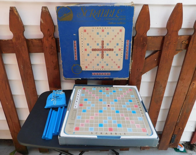 Vintage BLUE BOX Scrabble Deluxe Edition Board Game Turntable - Etsy