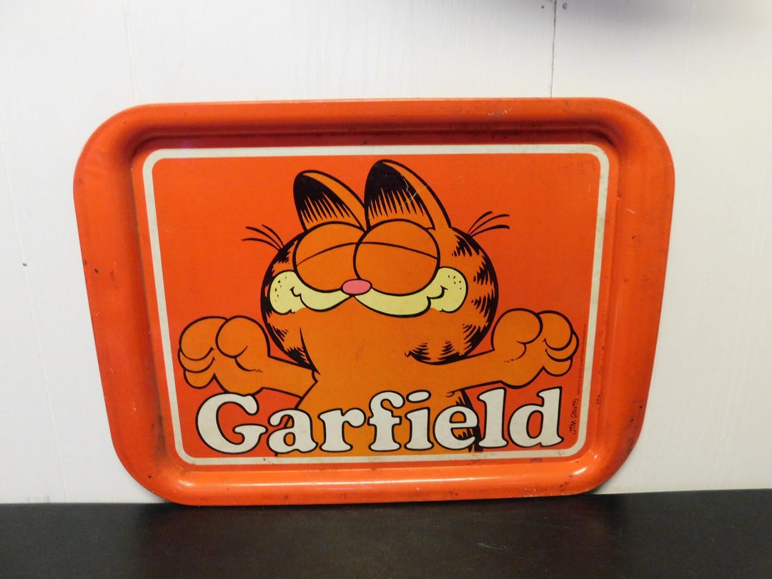 Vintage 1978 Jim Davis GARFIELD Cartoon Cat Tin Metal Tray - Etsy