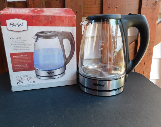 Parini 1.7 Liter Electric Kettle Auto Shutoff Glass and Stainless Never ...