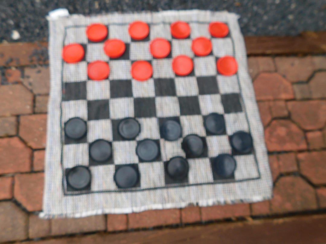 Jumbo Cloth Checker Board Game Rug Mat Red Black Checkers Patio Game ...