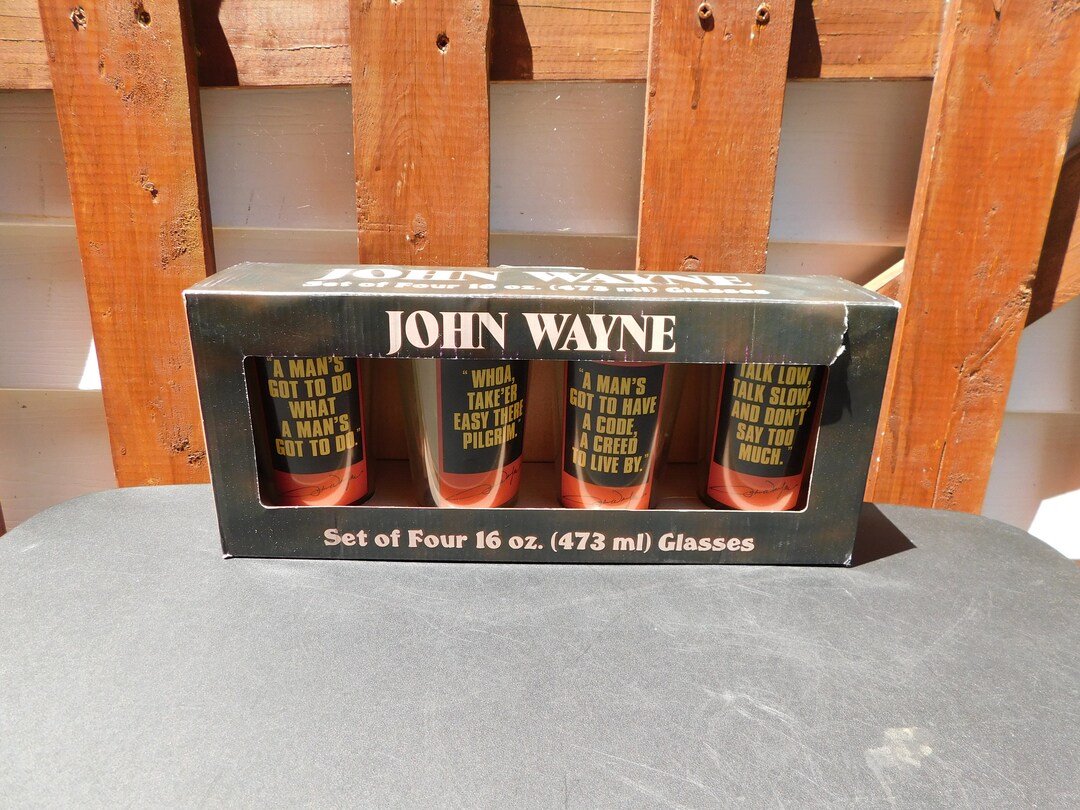 John Wayne Set of Pint 16oz Glasses DUKE Never Used - Etsy
