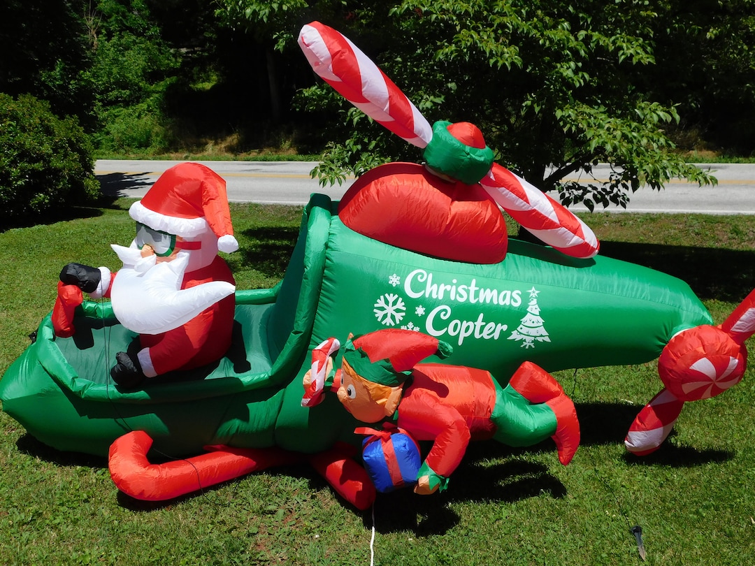 Gemmy 9 Ft Wide Animated Christmas Helicopter Scene Airblown Inflatable ...