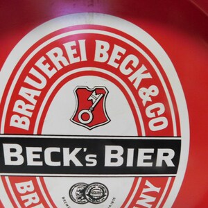 Vintage Beck's Beer Metal Serving Tray Germany Bier Red Black Trim Man ...