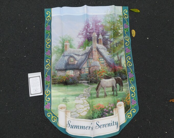 SUMMER'S SERENITY Thomas Kinkade Year of Glad Tidings Flag Collection ...