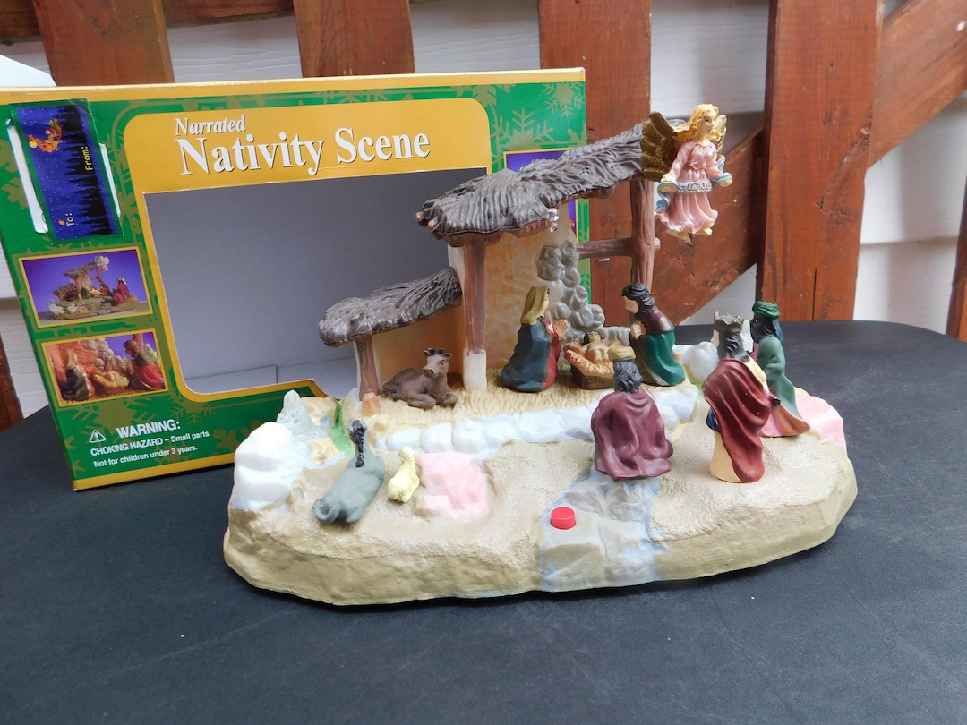 Gemmy Narrated Nativity Scene Manger Light up Christmas Story Works ...