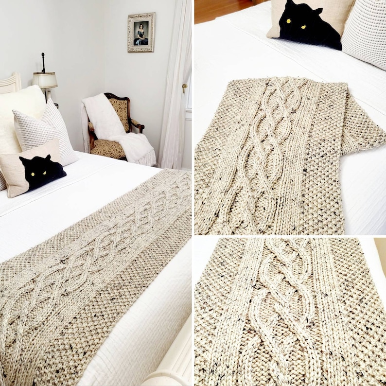 Chunky Cable Knit Bed Runner Pattern: Beginner Easy (PDF Pattern) - Etsy