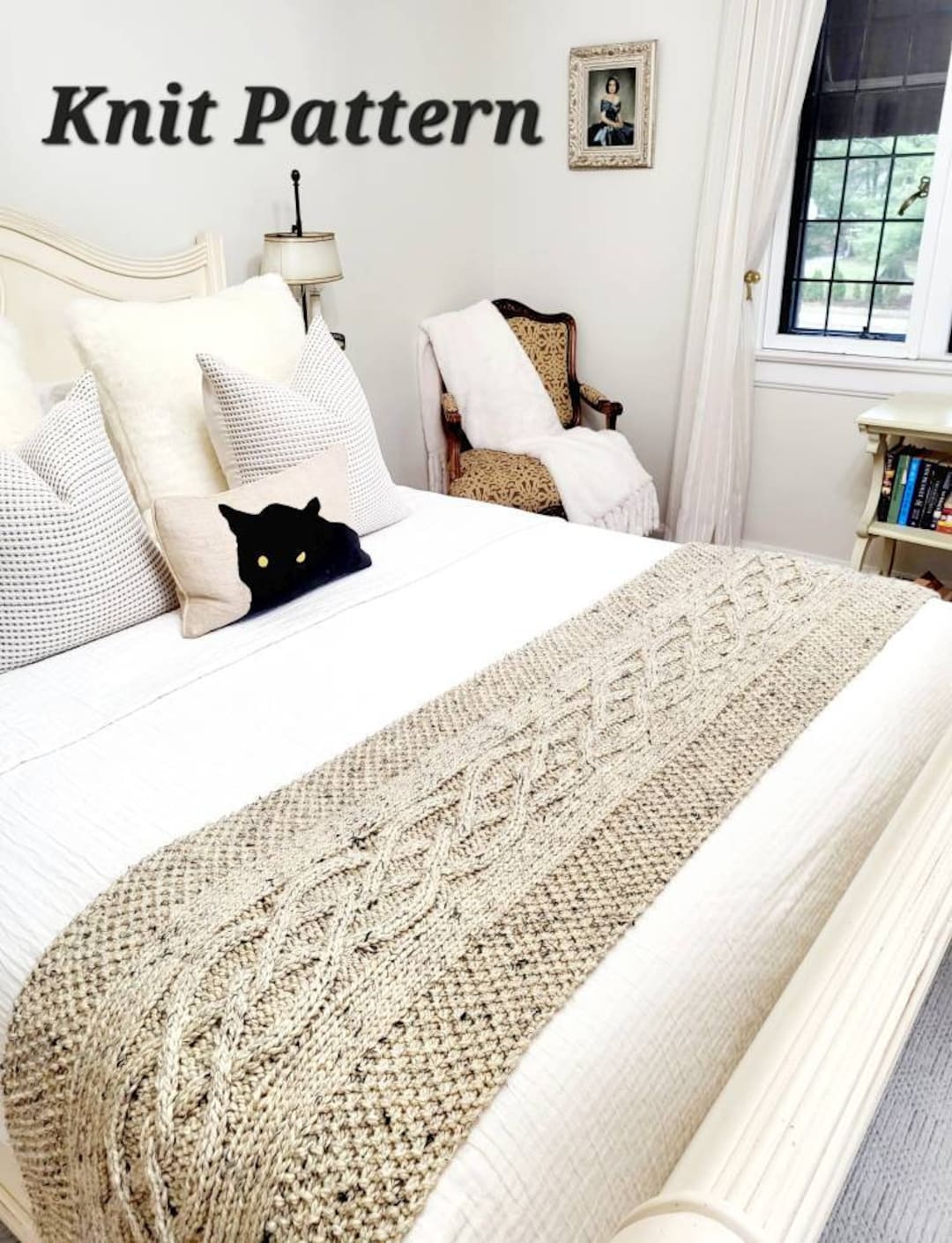 BED RUNNER KNITTING Pattern, Super Chunky Bed Scarf, Easy Beginner ...