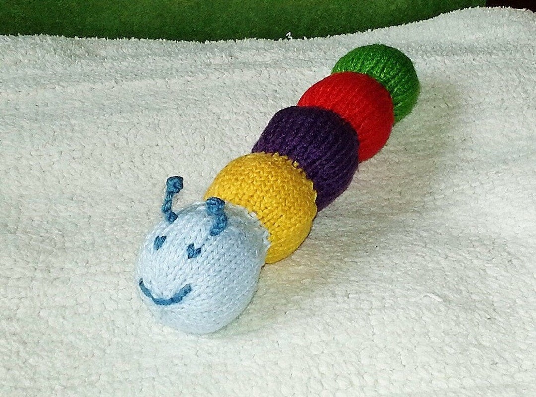 CATERPILLAR RATTLE PATTERN, Easy Knitting Pattern, Organic Cotton Knit ...