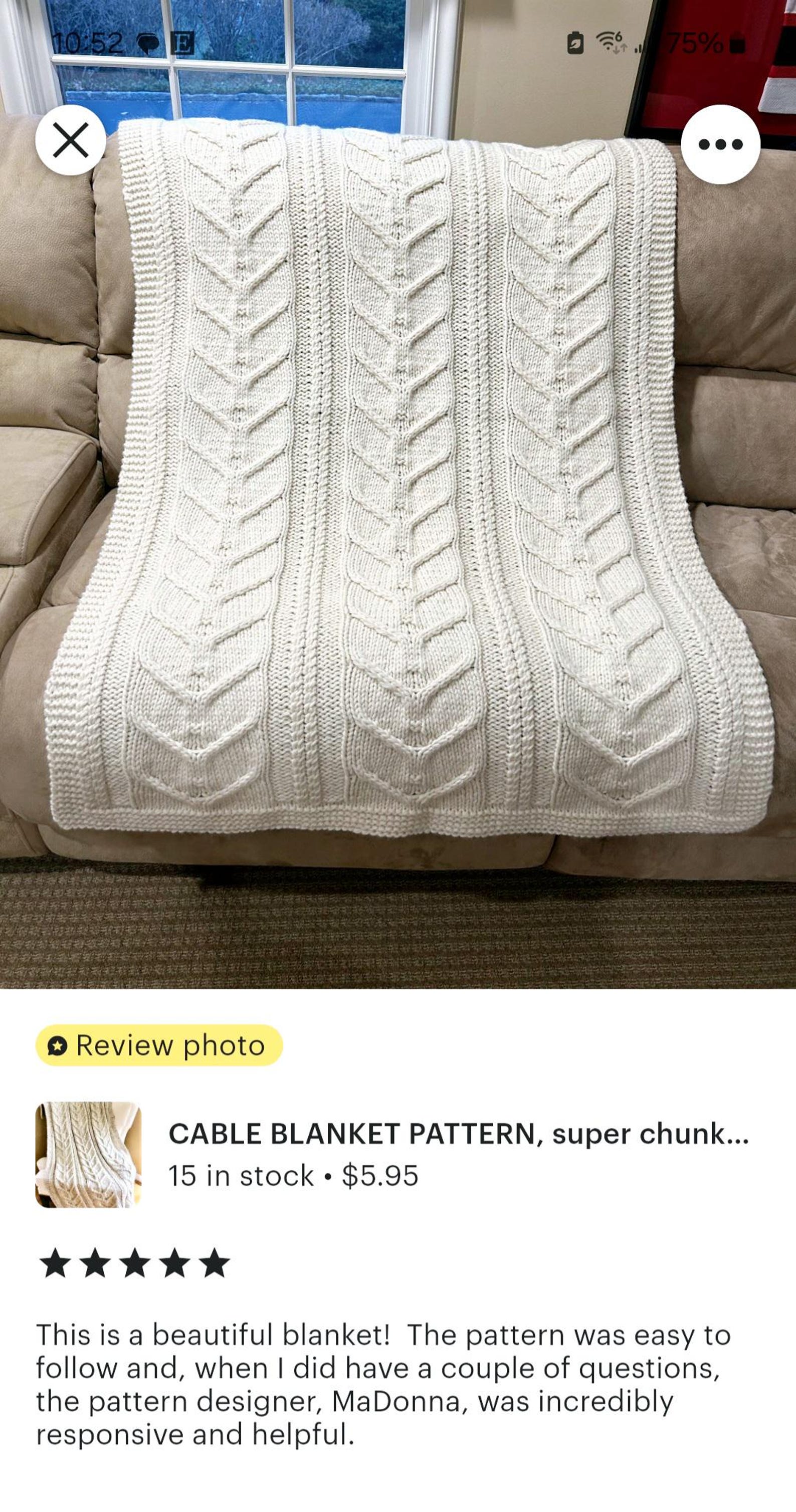 Chunky Cable Knit Blanket Pattern: Beginner Afghan Throw (PDF Pattern ...