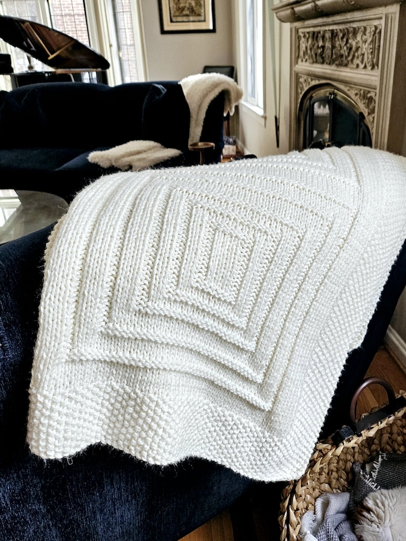 Geometric Knit Blanket Pattern: Chunky Beginner Optical Illusion Afghan ...