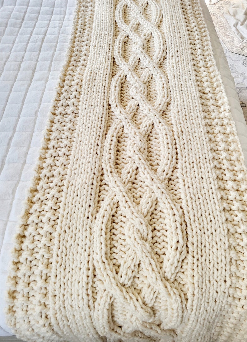 BED RUNNER KNITTING Pattern/super Chunky Knit Blanket/easy - Etsy