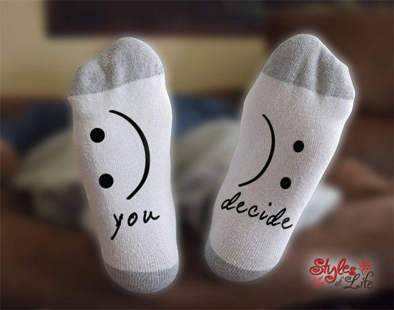 Happy Sad Socks You Decide Funny Socks Gift for Her Socks - Etsy
