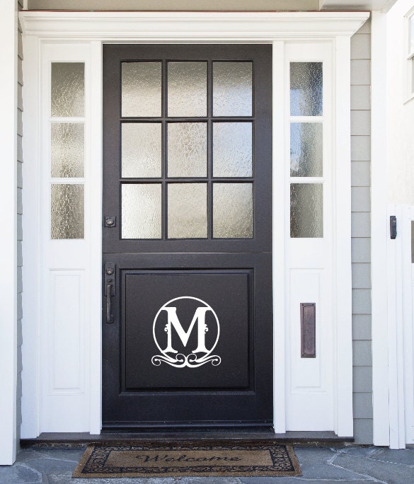 Monogram Oval Lettering Door Entry Decal Front Home Decor | Etsy