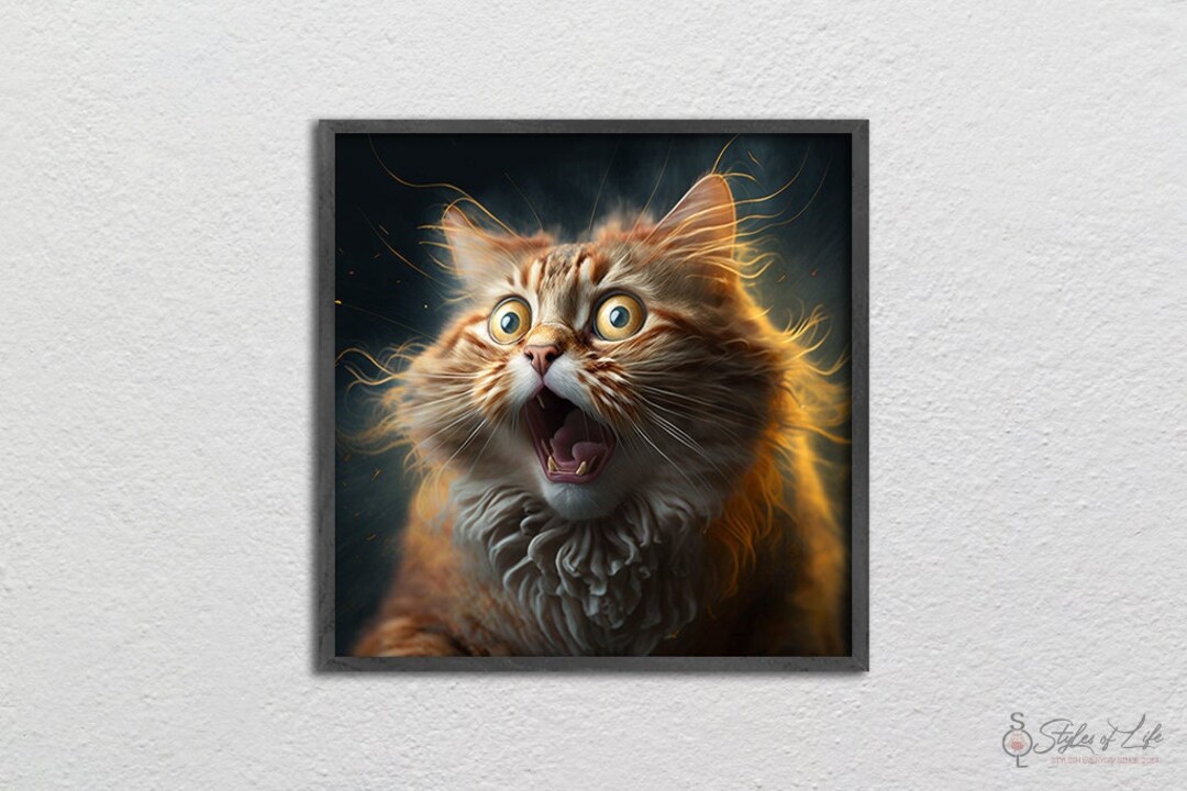 Crazy Cat, Wall Decor, Poster, Fine Art - Etsy