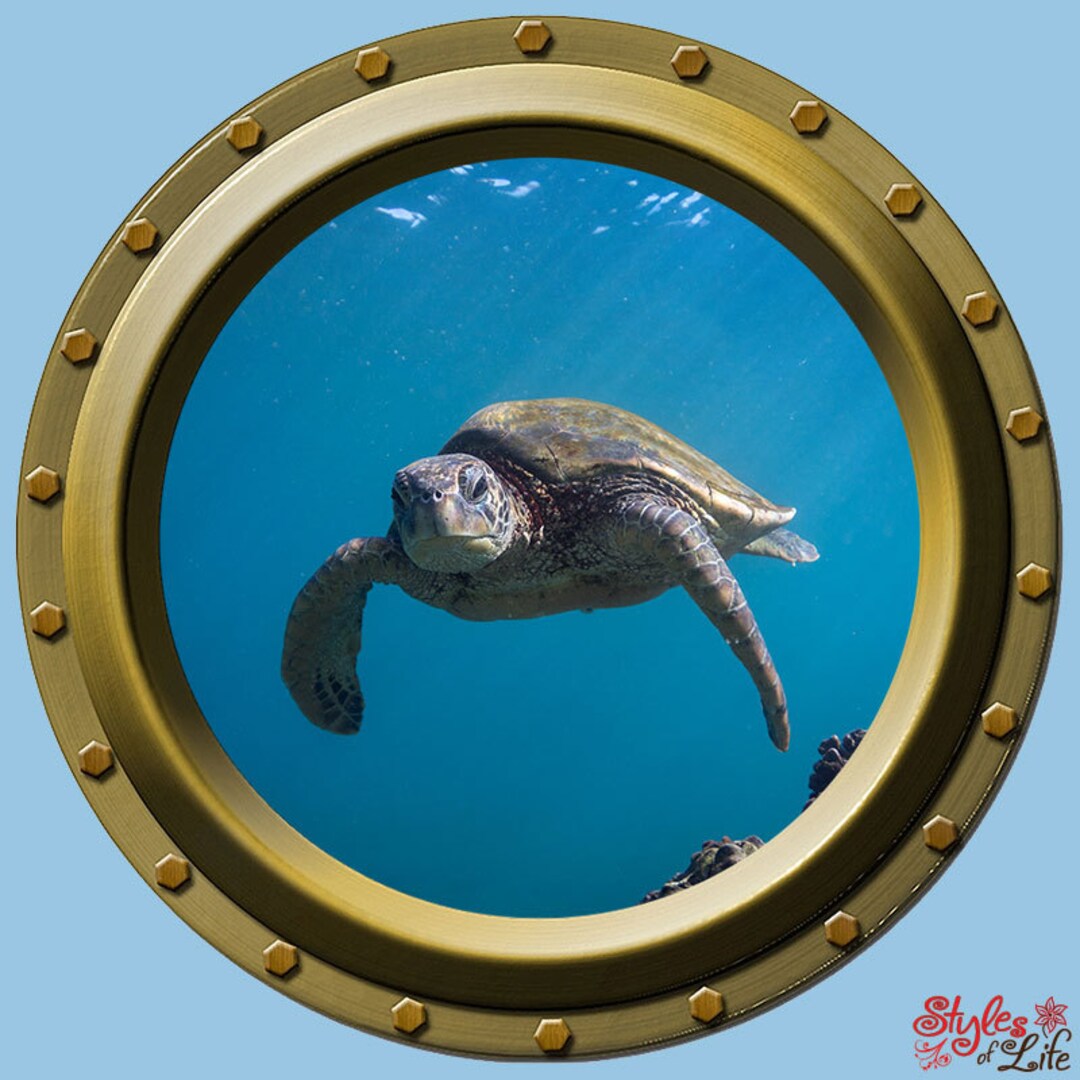 Reusable Sea Turtle Porthole Wall Vinyl Fabric High Quality - Etsy