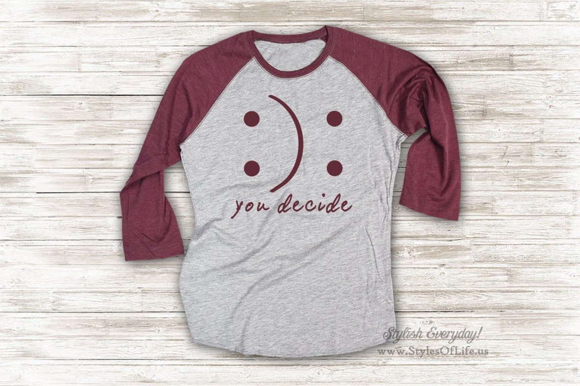 Happy Sad Shirt Smiley Face Frown Face Cute T Shirt Raglan - Etsy