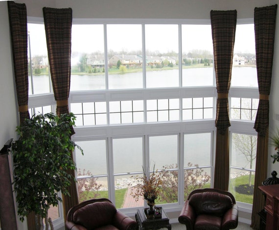 Two Story DRAPERY CURTAIN PANELS W/overlay - Etsy