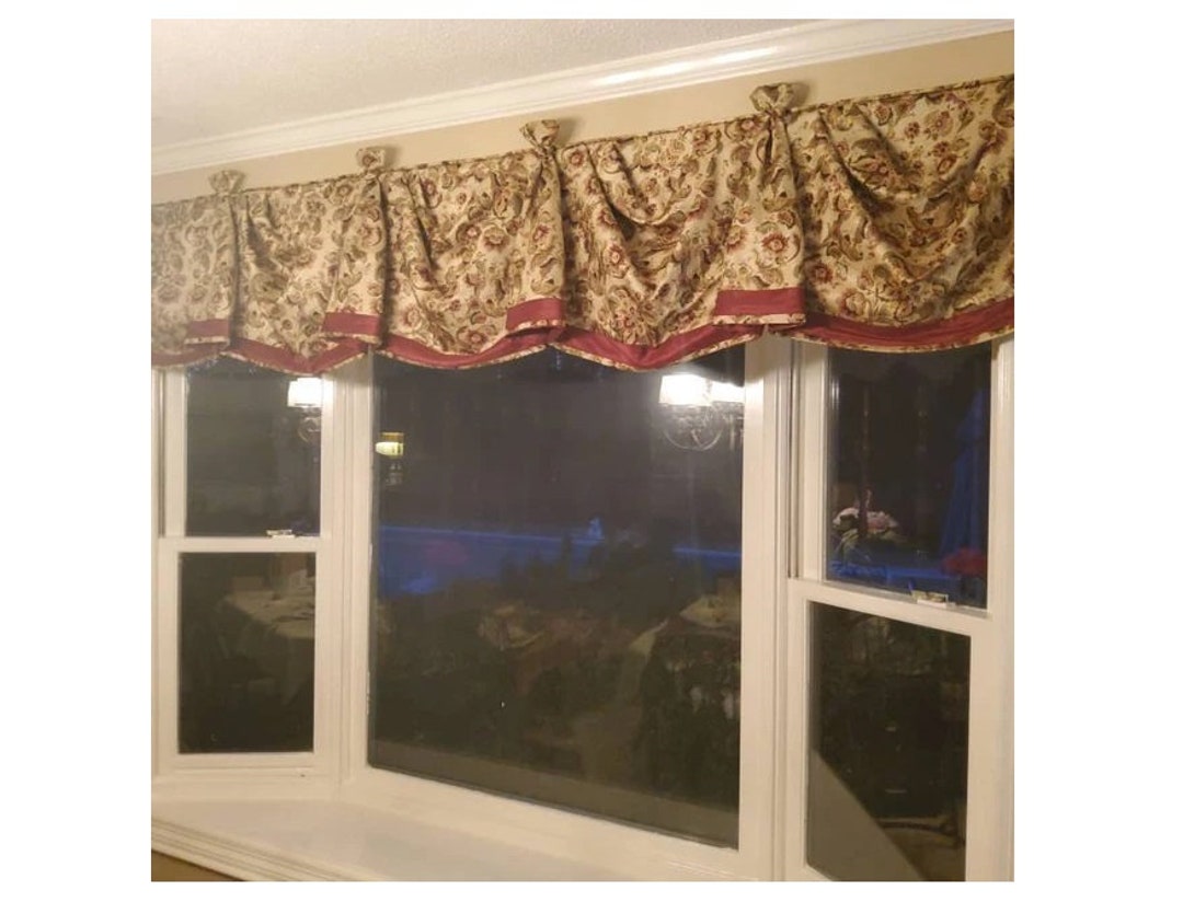 Casual Empire Valance W/knots-made to Order (your Fabric,my Lining) - Etsy