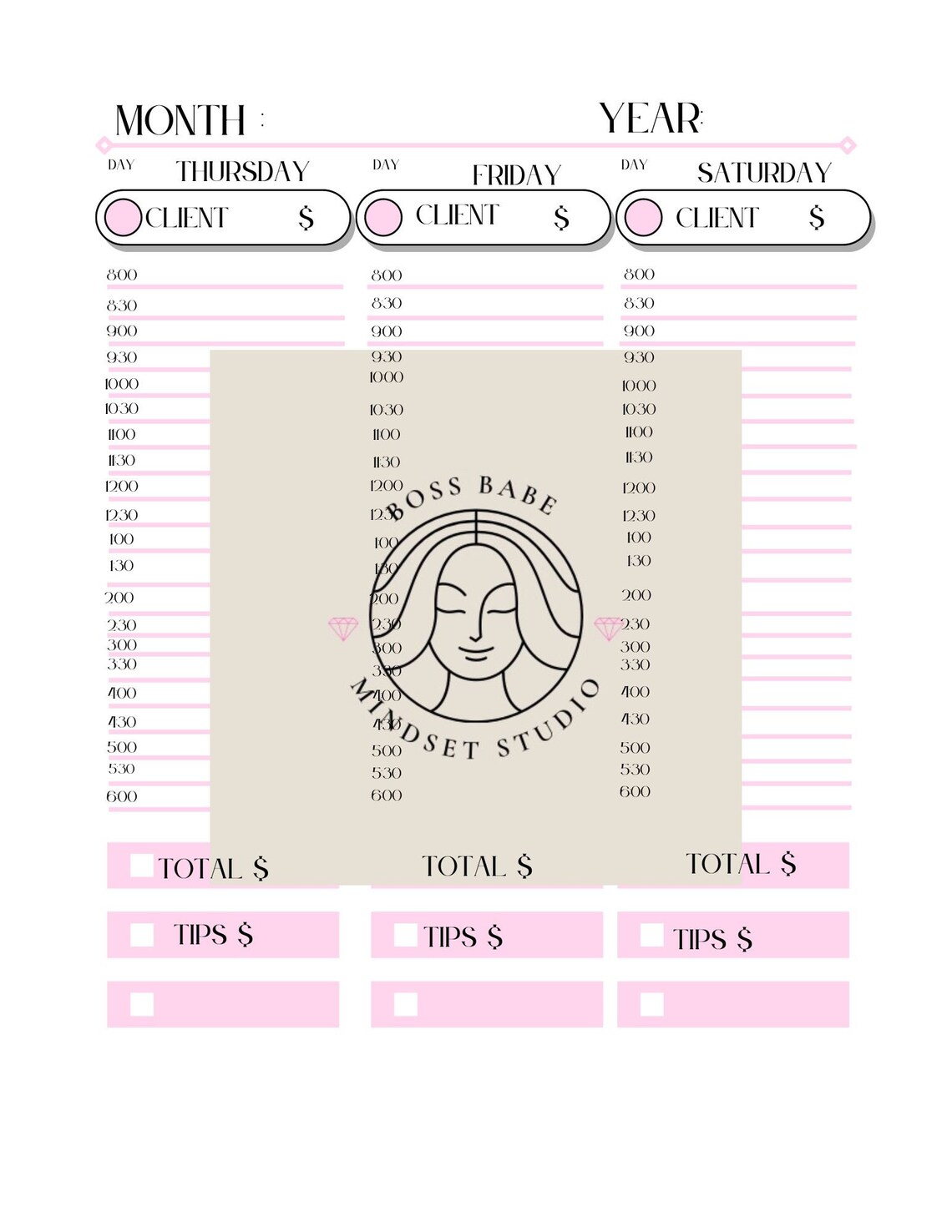 Printable Appointment Tracker ,stylist Planner - Etsy