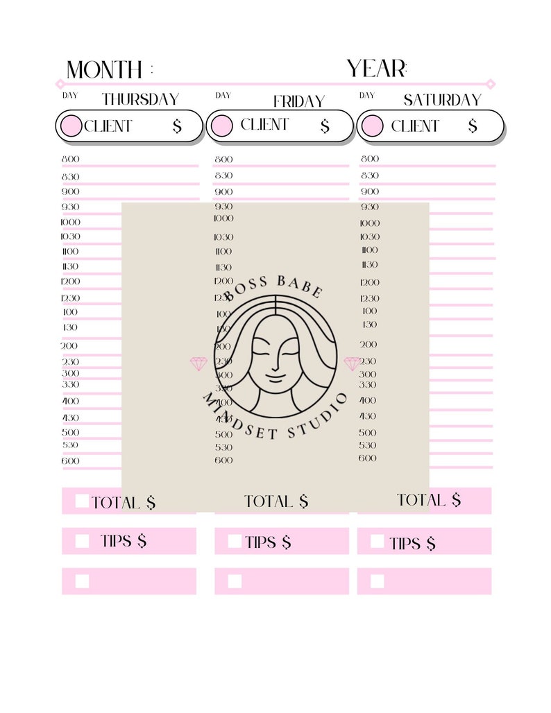 Printable Appointment Tracker ,stylist Planner - Etsy