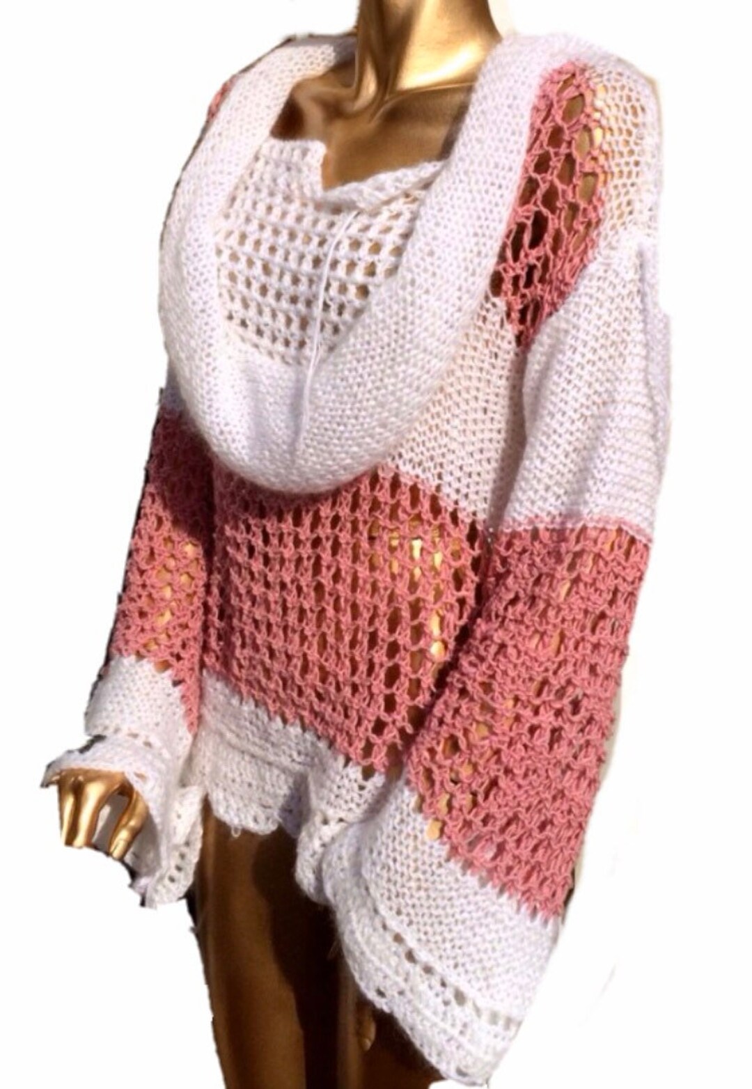 Gorgeous Lace Fishnet Hand Knitted Classy Womans Turtleneck - Etsy