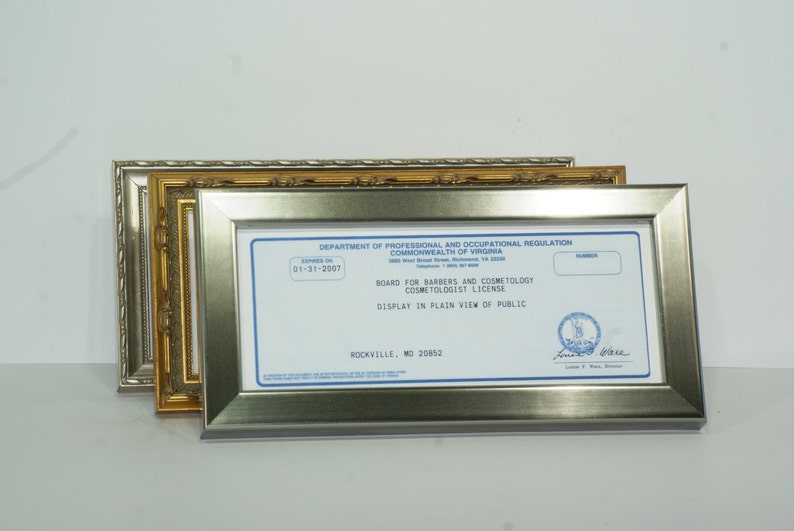 Black Business License Frames With Glass Easel Back and - Etsy