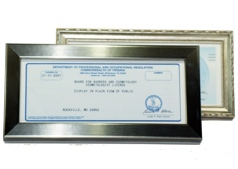 Black Business License Frames with Glass Easel Back and | Etsy