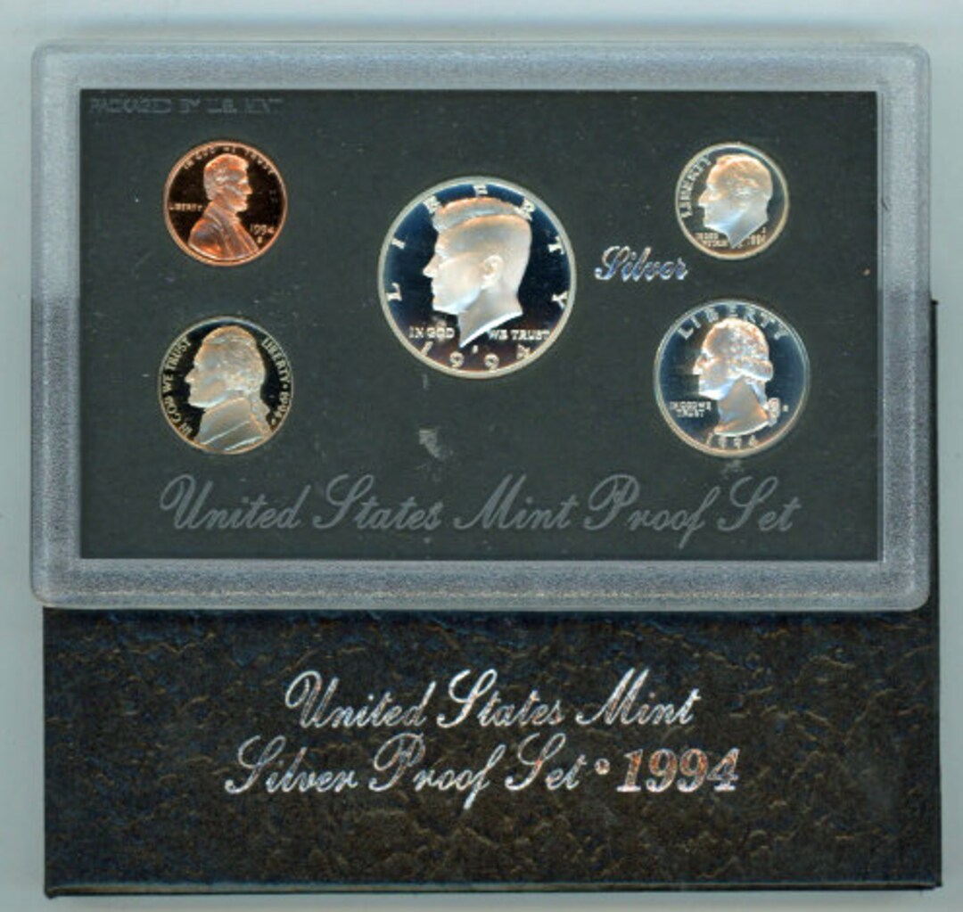 No.1086a} 1994-S 5 Coin Silver Proof Coin Set, Could Be PF-60 or Better ...