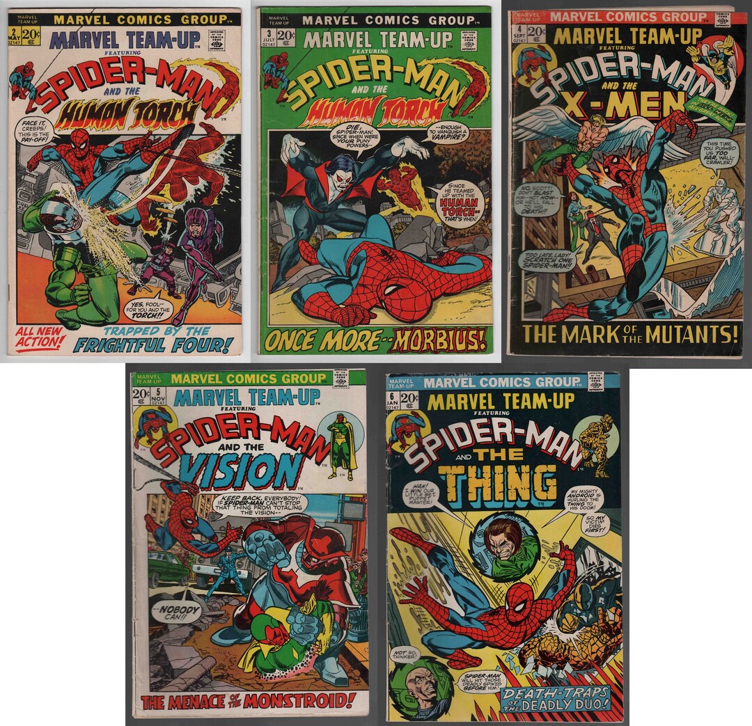 2489aa 5 Spider Man Marvel Team up Set of 50 Year Old, 32 Page Comic ...
